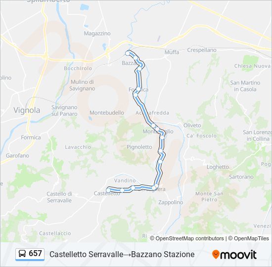 Linea 657: orari, fermate e mappe - Castelletto Serravalle‎→Bazzano ...