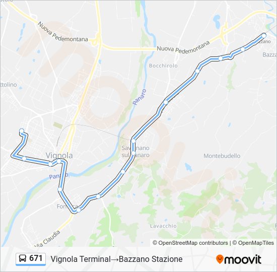 671 Route: Schedules, Stops & Maps - Vignola Terminal‎→Bazzano Stazione ...