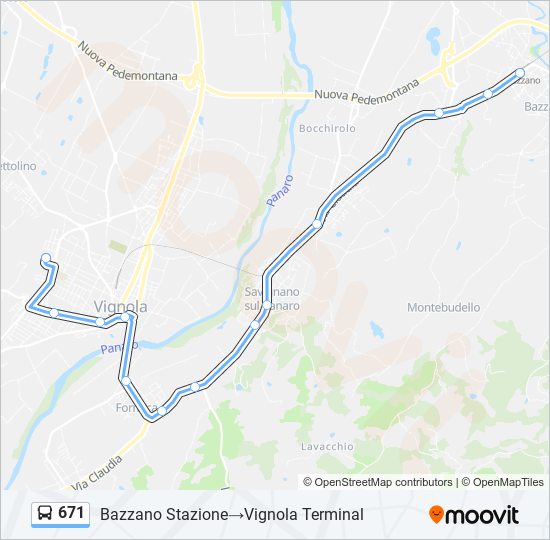 671 Route: Schedules, Stops & Maps - Bazzano Stazione‎→Vignola Terminal ...
