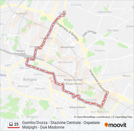Linea 25: orari, fermate e mappe - Deposito Due Madonne 2‎→Dozza ...