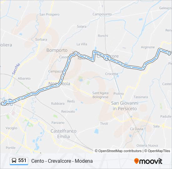 551 Route: Schedules, Stops & Maps - Cento Autostazione‎→Modena ...