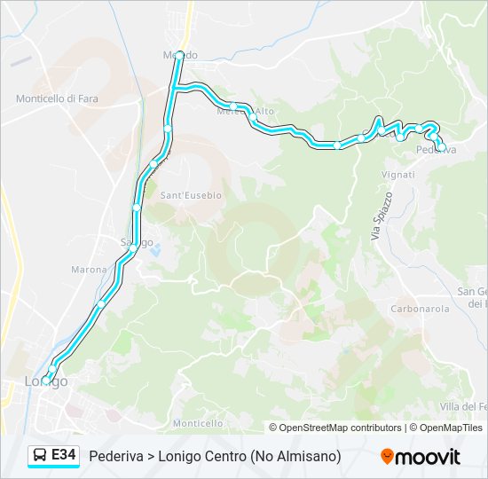 E34 Route: Schedules, Stops & Maps - Pederiva > Lonigo Centro (No ...
