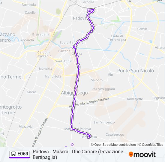Linea : orari, fermate e mappe - Padova Autostazione (Aggiornato)