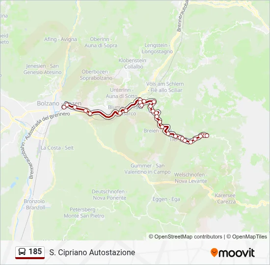 Linea 185: orari, fermate e mappe - S. Cipriano Autostazione (Aggiornato)