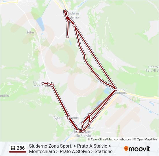 286 Route: Schedules, Stops & Maps - Sluderno Zona Sport. > Prato A ...