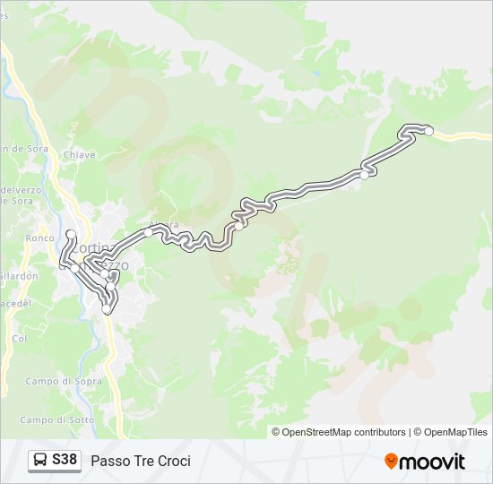 S38 Route: Schedules, Stops & Maps - Passo Tre Croci (Updated)