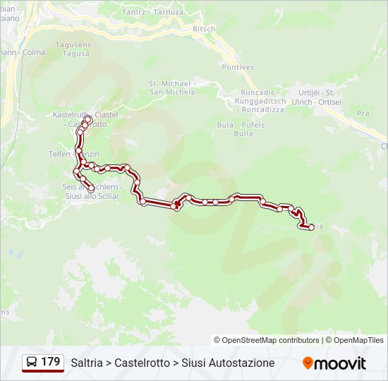 179 Route: Schedules, Stops & Maps - Saltria > Castelrotto > Siusi ...
