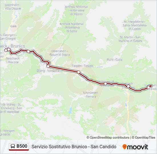 B500 Route: Schedules, Stops & Maps - San Candido > Brunico (Updated)