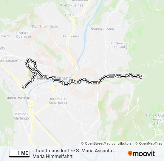 Linea 1 me: orari, fermate e mappe - Funivie Merano 2000 - Bergbahnen ...