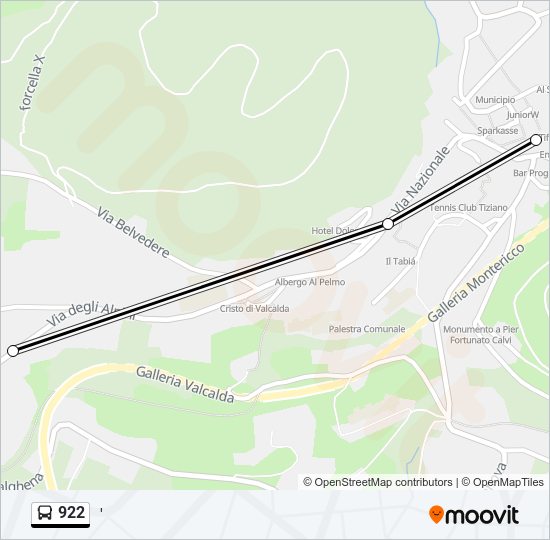Linea 922: orari, fermate e mappe - Pieve Di Cadore (Aggiornato)