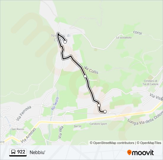 Linea 922: orari, fermate e mappe - Nebbiu' (Aggiornato)