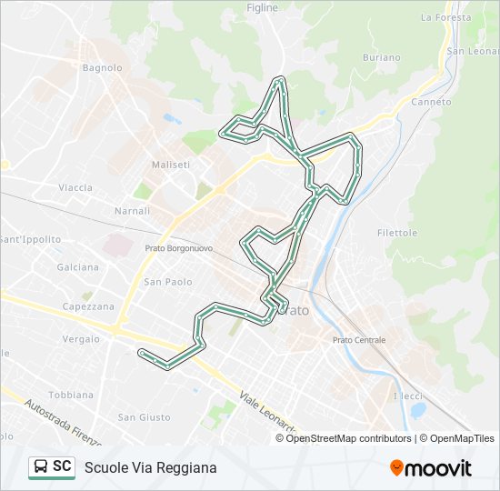 Linea sc: orari, fermate e mappe - Sc-Scuole Via Reggiana (Aggiornato)