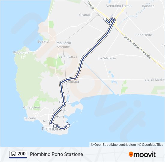Linea 200: orari, fermate e mappe - Piombino Porto Stazione (Aggiornato)