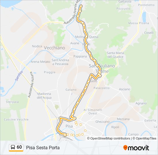 Linea 60: orari, fermate e mappe - Pisa Sesta Porta (Aggiornato)