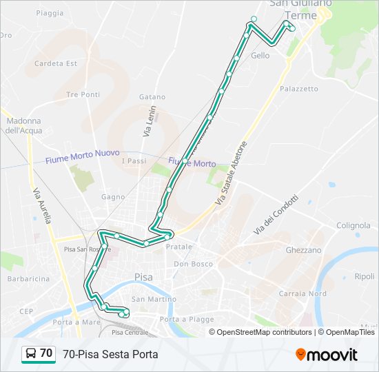 Linea 70: orari, fermate e mappe - 70-Pisa Sesta Porta (Aggiornato)