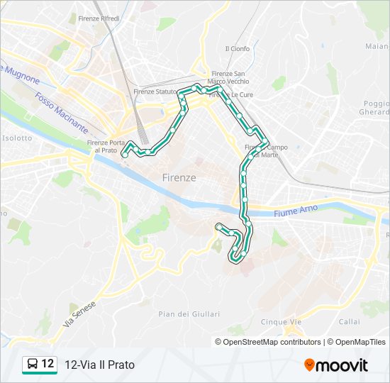 Linea 12: orari, fermate e mappe - 12-Via Il Prato (Aggiornato)