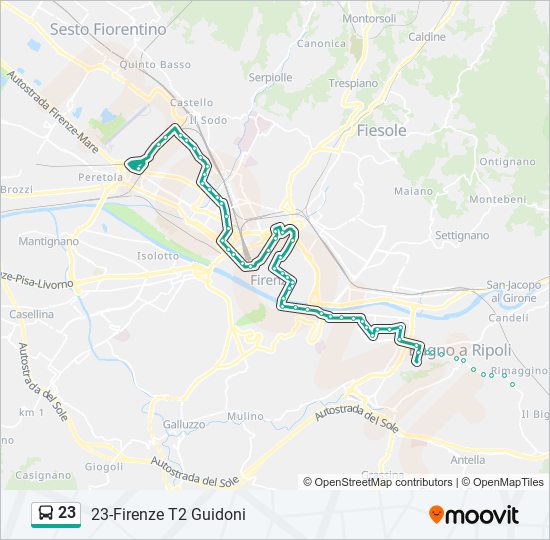 23 Route: Schedules, Stops & Maps - 23-Firenze T2 Guidoni (Updated)