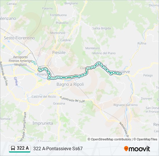 Linea 322 a: orari, fermate e mappe - 322 A-Pontassieve Ss67 (Aggiornato)