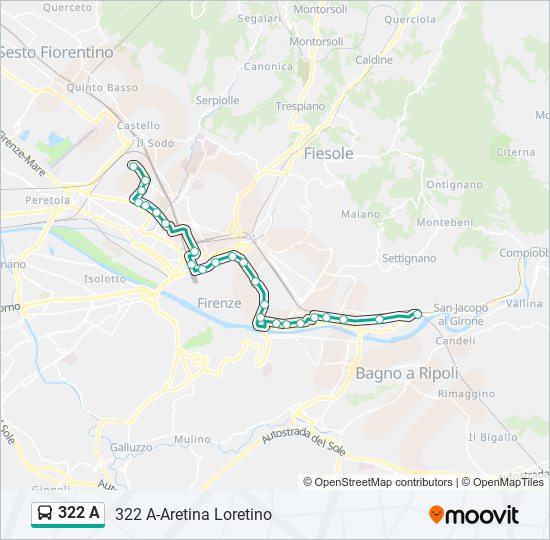 Linea 322 a: orari, fermate e mappe - 322 A-Aretina Loretino (Aggiornato)