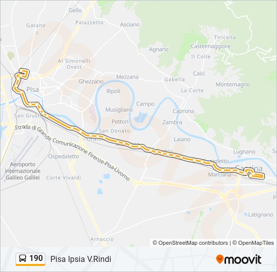 190 Route: Schedules, Stops & Maps - 190-Pisa Ipsia V.Rindi (Updated)
