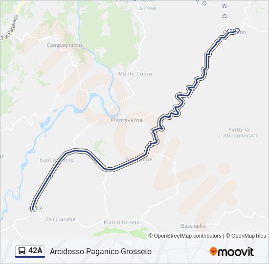 Linea 42a: orari, fermate e mappe - 42a-Cinigiano Centro (Aggiornato)