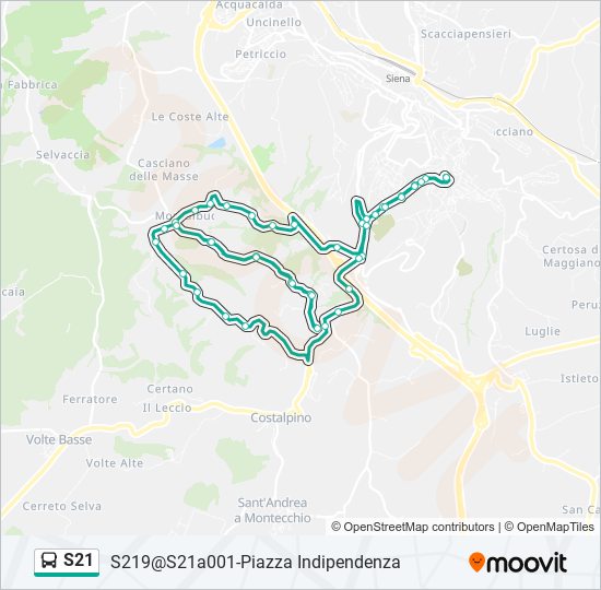 Linea s21: orari, fermate e mappe - S219@S21a001-Piazza Indipendenza ...