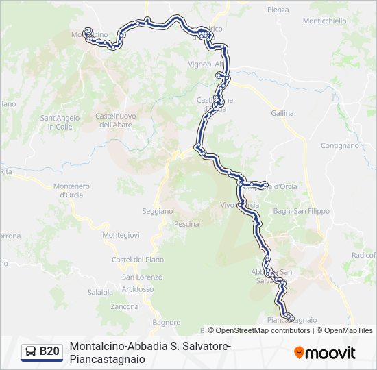 Linea b20: orari, fermate e mappe - Montalcino (Aggiornato)