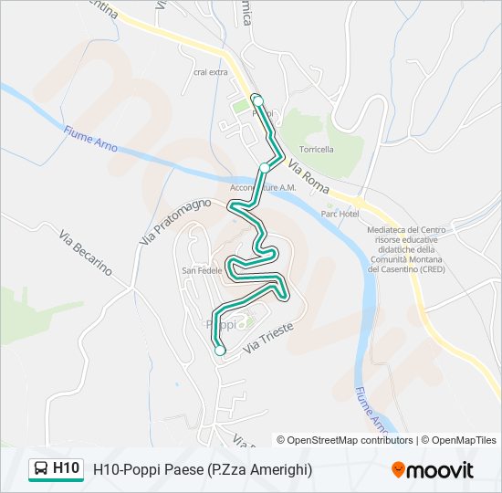 Linea h10: orari, fermate e mappe - H10-Poppi Paese (P.Zza Amerighi ...