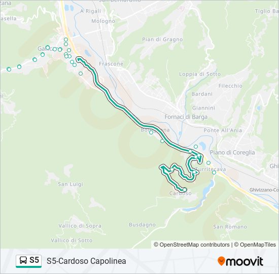 Linea s5: orari, fermate e mappe - S5-Cardoso Capolinea (Aggiornato)