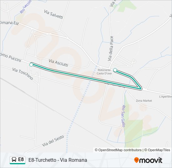 e8 Route: Schedules, Stops & Maps - E8-Turchetto - Via Romana (Updated)