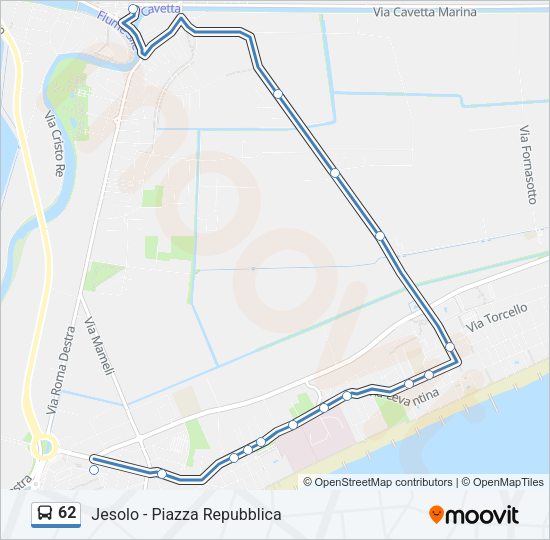 62 Route: Schedules, Stops & Maps - Jesolo - Piazza Repubblica (Updated)