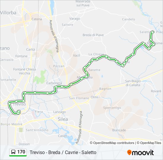 Linea 170: orari, fermate e mappe - Treviso - Autostazione (Aggiornato)