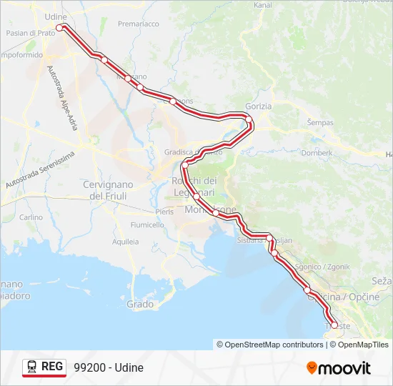 Linea REG: orari, fermate e mappe - 99200 - Udine (Aggiornato)