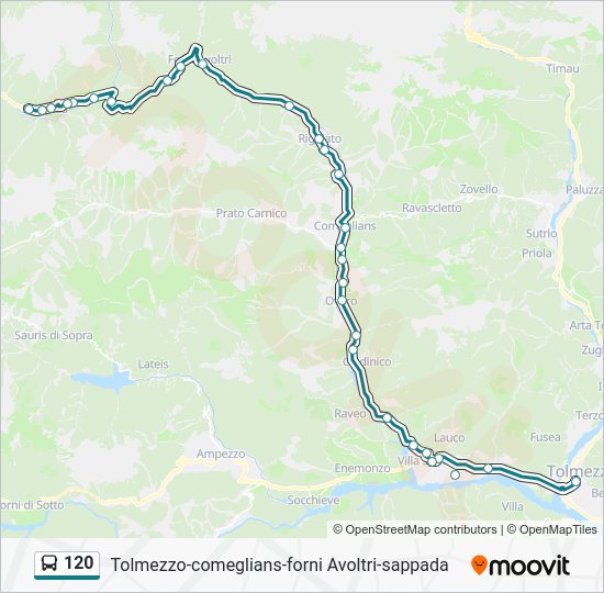 Linea 120: orari, fermate e mappe - Sappada Sr 355 (Civico 123 ...