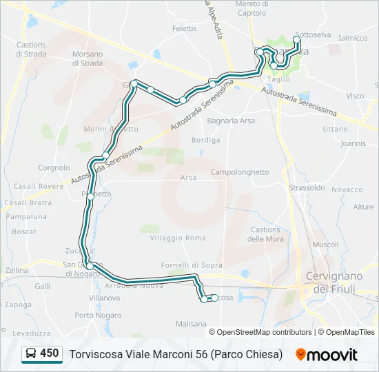 450 Route: Schedules, Stops & Maps - Torviscosa Viale Marconi 56 (Parco ...