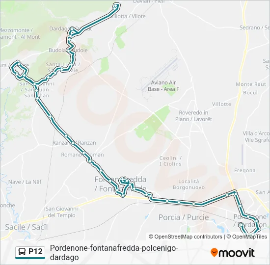 Linea P12: orari, fermate e mappe - Aviano (Cro) (Aggiornato)