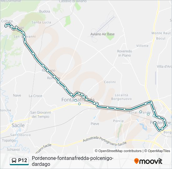 Linea P12: orari, fermate e mappe - Coltura Via Dell'Ovre (Chiesa ...