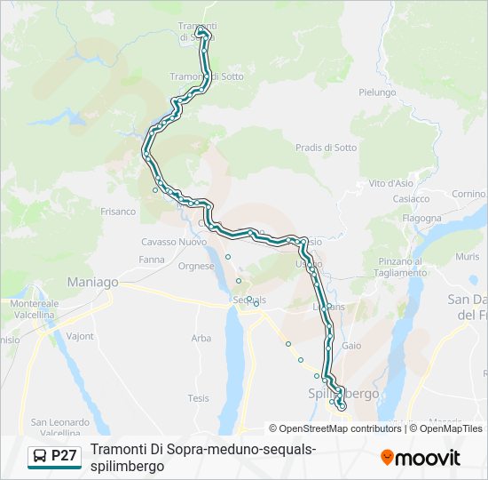 Linea p27: orari, fermate e mappe - Spilimbergo Via Udine 5 ...