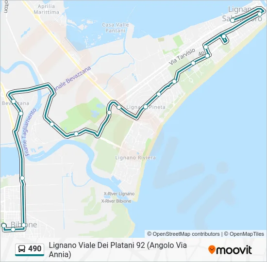 490 Route: Schedules, Stops & Maps - Lignano Viale Dei Platani 92 ...