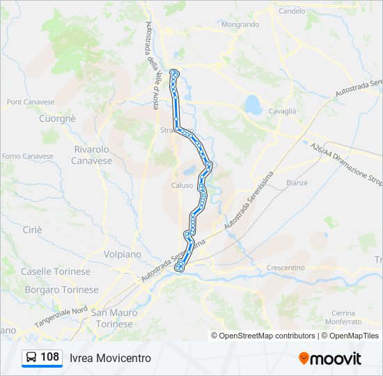 108 Route: Schedules, Stops & Maps - Ivrea Movicentro (Updated)