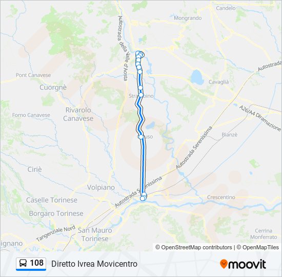 108 Route: Schedules, Stops & Maps - Diretto Ivrea Movicentro (Updated)