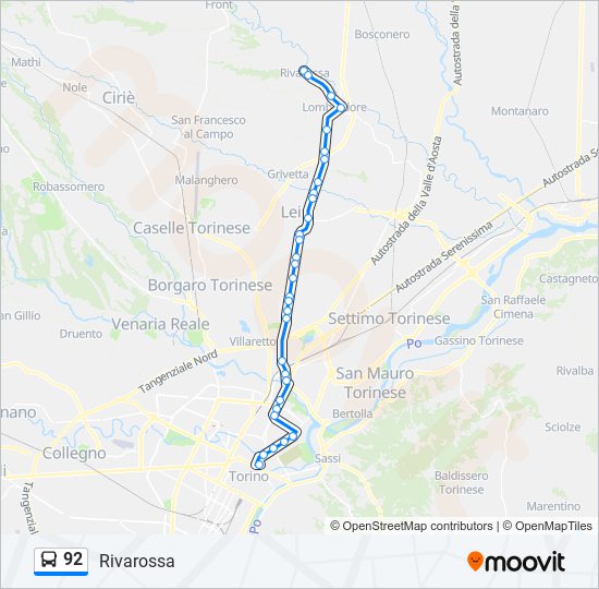 92 Route: Schedules, Stops & Maps - Rivarossa (Updated)