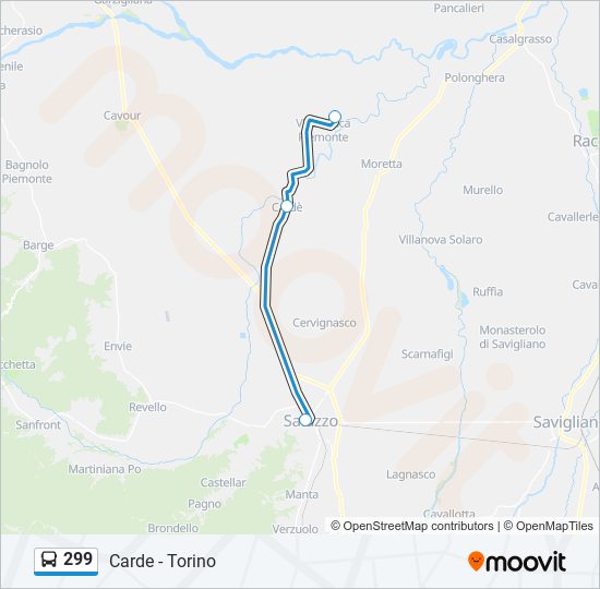 Linea 299: orari, fermate e mappe - Villafranca Piemonte - Via San ...