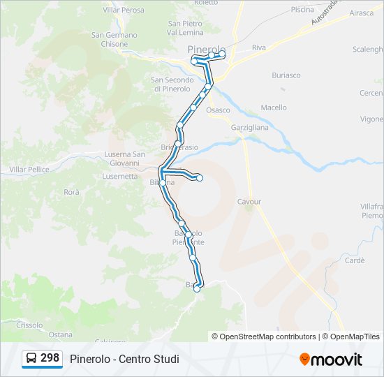 Linea 298: orari, fermate e mappe - Pinerolo - Centro Studi (Aggiornato)