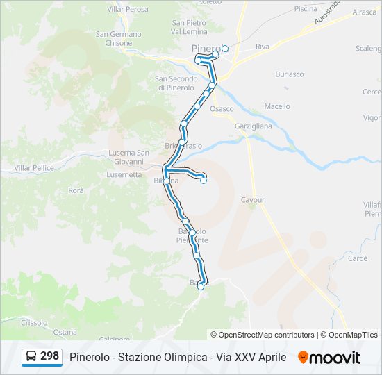 298 Route: Schedules, Stops & Maps - Pinerolo - Stazione Olimpica - Via ...