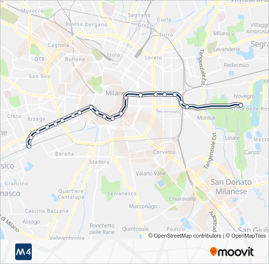 Linea M4: orari, fermate e mappe - San Cristoforo (Aggiornato)