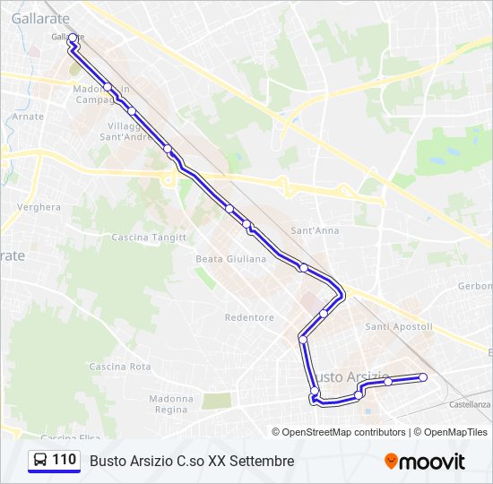 Linea 110: orari, fermate e mappe - Busto Arsizio C.so XX Settembre ...