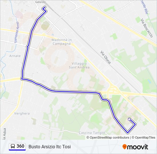 Linea 360: orari, fermate e mappe - Busto Arsizio Itc Tosi (Aggiornato)