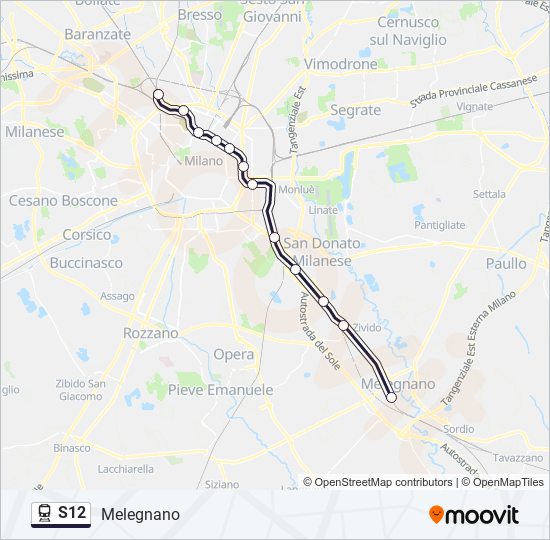 Linea s12: orari, fermate e mappe - Melegnano (Aggiornato)