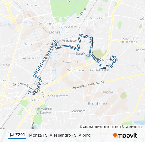 Linea Z201: orari, fermate e mappe - Monza (S.Alessandro) (Aggiornato)